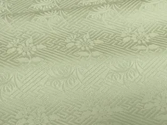 平和屋着物▽上質な色無地 単衣 鹿の子草葉地紋 薄卵色 正絹